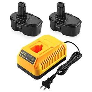 energup 2pack 4500mah replacement dewalt 18v xrp battery dc9096 dc9099 dc9098 dw9099 dw9098 dewalt 18volt batteries + dc9310 dewalt charger for dewalt 7.2-18v ni-cad ni-mh 18v dewalt battery charger