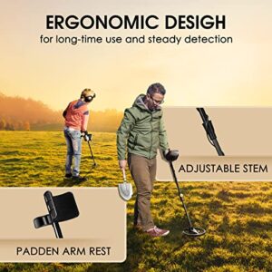 Metal Detector - Professional Metal Detector with LED Flash Indicators, Adjustable Waterproof Detectors (35-45 inch) with Folding Shovel & Carrying Bag Audio Prompt Gold Metal Detector