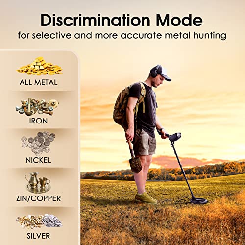 Metal Detector - Professional Metal Detector with LED Flash Indicators, Adjustable Waterproof Detectors (35-45 inch) with Folding Shovel & Carrying Bag Audio Prompt Gold Metal Detector