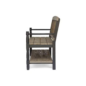 Christopher Knight Home Daphne Outdoor Acacia Wood Bench with Shelf, Gray and Black Finish