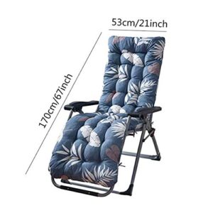 67 Inch Patio Lounge Chair Cushion, Indoor/Outdoor Floral Printed Lounger Cushions with Ties and Top Cover Non-Slip High Back Chair Cushions