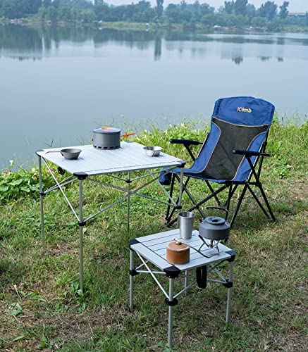 iClimb 2 Padded Rocking Folding Chair and 2 Heavy Duty Compact Folding Chair and 1 Folding Square Table Bundle for Four Person Camping Patio Porch Backyard Lawn Garden Balcony Indoor Outdoor