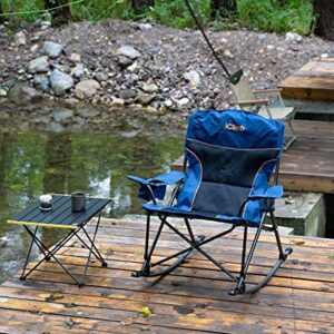 iClimb 2 Padded Rocking Folding Chair and 2 Heavy Duty Compact Folding Chair and 1 Folding Square Table Bundle for Four Person Camping Patio Porch Backyard Lawn Garden Balcony Indoor Outdoor