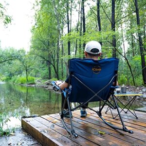 iClimb 2 Padded Rocking Folding Chair and 2 Heavy Duty Compact Folding Chair and 1 Folding Square Table Bundle for Four Person Camping Patio Porch Backyard Lawn Garden Balcony Indoor Outdoor