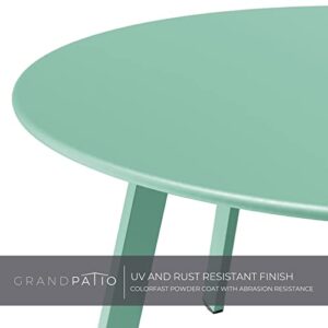 Grand Patio Round Steel Patio Coffee Table, Weather Resistant Outdoor Large Side Table, Mint Green…