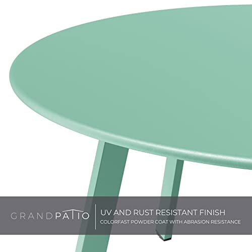 Grand Patio Round Steel Patio Coffee Table, Weather Resistant Outdoor Large Side Table, Mint Green…