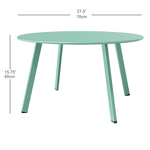 Grand Patio Round Steel Patio Coffee Table, Weather Resistant Outdoor Large Side Table, Mint Green…