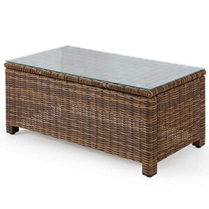 ecotouge rattan coffee table, wicker patio tea table, rattan patio coffee tables w/glass top