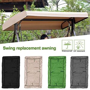 Outdoor Patio Swing Canopy Replacement Top Cover,191x120x18cm/75x47x7'' Swing Canopy Cover Waterproof Replacement Canopy Top for Patio Yard Porch Swing Cover 3 Seater,HADMB,Beige