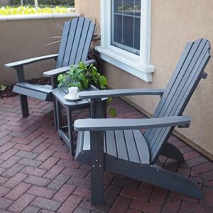 PolyTEAK Adirondack Chair, All Weather Outdoor Patio Furniture for Porches, Decks, and Pool Side, Element Collection, Grey