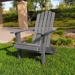 PolyTEAK Adirondack Chair, All Weather Outdoor Patio Furniture for Porches, Decks, and Pool Side, Element Collection, Grey