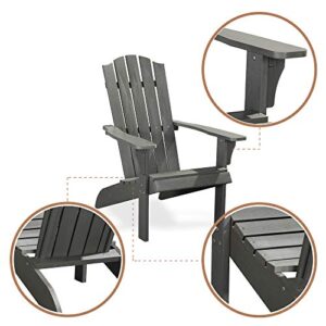 PolyTEAK Adirondack Chair, All Weather Outdoor Patio Furniture for Porches, Decks, and Pool Side, Element Collection, Grey