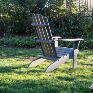 PolyTEAK Adirondack Chair, All Weather Outdoor Patio Furniture for Porches, Decks, and Pool Side, Element Collection, Grey