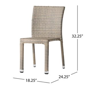 Christopher Knight Home Dover Outdoor Wicker Armless Stacking Chairs with Aluminum Frame, 2-Pcs Set, Chateau Grey