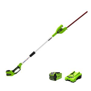 greenworks 40v 20″ cordless pole hedge trimmer, 2.0ah battery and charger included