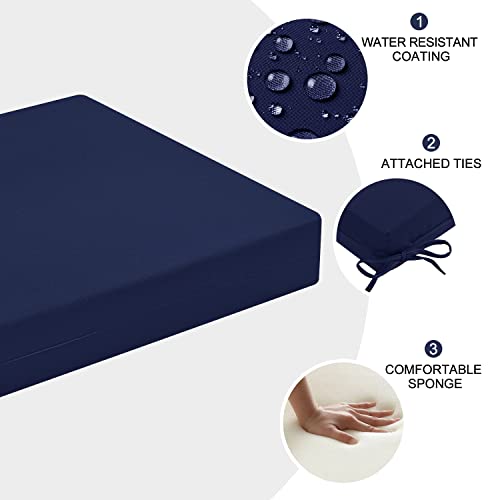 LOVTEX Outdoor Chair Cushions 18.5"x16"x3" Pack of 4, Patio Cushions for Outdoor Furniture, Water Resistant Square Corner Seat Cushions, Navy Blue