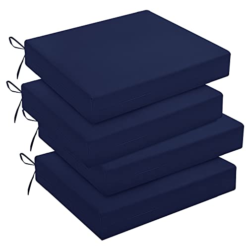 LOVTEX Outdoor Chair Cushions 18.5"x16"x3" Pack of 4, Patio Cushions for Outdoor Furniture, Water Resistant Square Corner Seat Cushions, Navy Blue