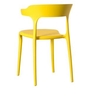 Fabulaxe Modern Plastic Outdoor Dining Chair with Open U Shaped Back, Yellow Set of 2