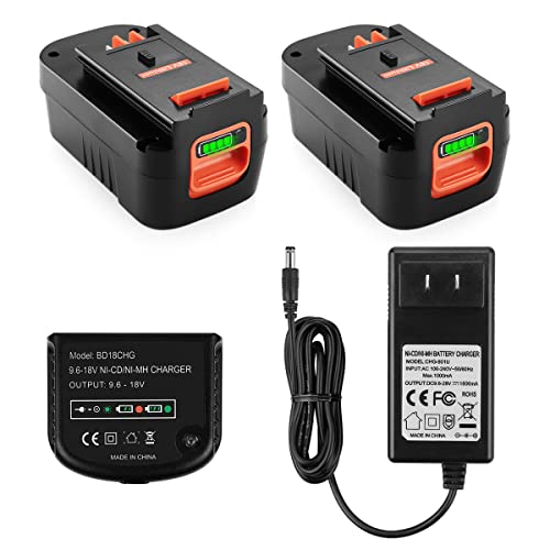 Bakipante 【Update】 2Pack Maximum 4.0Ah Replacement Lithium Battery with Charger for Black and Decker 18V Battery HPB18-OPE 244760-00 A1718 FS18FL FSB18 Firestorm