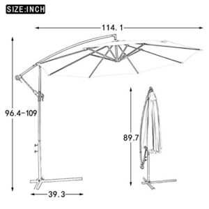 FDW Patio Umbrella Offset 10' Hanging Umbrella Outdoor Market Umbrella D10 Tan