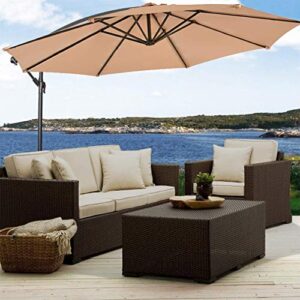 FDW Patio Umbrella Offset 10' Hanging Umbrella Outdoor Market Umbrella D10 Tan