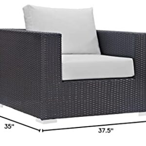 Modway Convene Wicker Rattan Outdoor Patio Arm Chair with Cushions in Espresso White