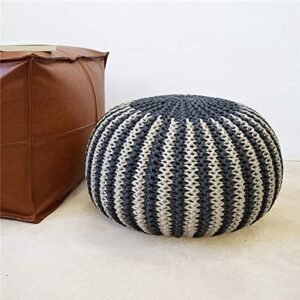 XJJZS Lovely Home Decorative Patio Seating Hand Knitted Style Cotton Woven Removable Footstool Ottomans Round Floor Pouf Stool (Size : 50)