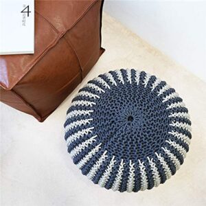 XJJZS Lovely Home Decorative Patio Seating Hand Knitted Style Cotton Woven Removable Footstool Ottomans Round Floor Pouf Stool (Size : 50)