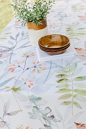 Benson Mills Indoor-Outdoor Spillproof Fabric Tablecloth for Spring/Summer/Party/Picnic (60" x 84" Rectangular, Botanica)