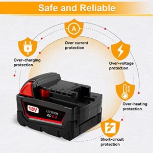 LUMSING 2Pack M 18 18V 6.0Ah Replacement for Milwaukee 18Volt Battery Lithium Power Tools 48-11-1810 48-11-1820 48-11-1850 48-11-1828 48-11-1860