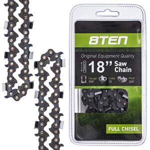 8ten chainsaw chain for husqvarna 345 351 350 340 353 455 rancher jonsered 18 inch bar .050 gauge .325 pitch 72dl (1 chain)