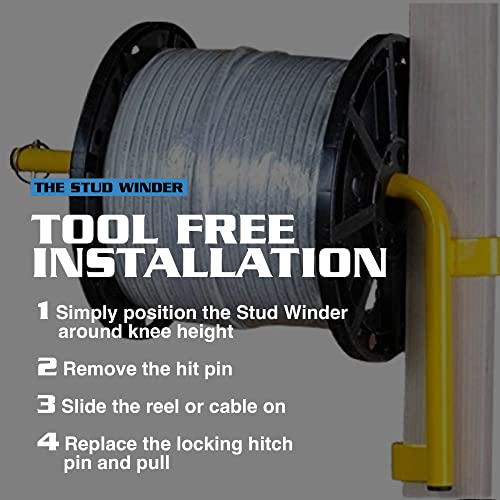 Angel Guard Spool Tools Stud Winder - The Easy to Install, Portable, All Steel Spool Holder Wire Dispenser for Fast Load Dispensing of Wire Reels, Coils, Cables, & More - Holds Up To 100 Pounds