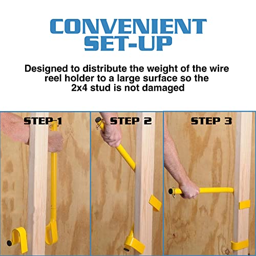 Angel Guard Spool Tools Stud Winder - The Easy to Install, Portable, All Steel Spool Holder Wire Dispenser for Fast Load Dispensing of Wire Reels, Coils, Cables, & More - Holds Up To 100 Pounds