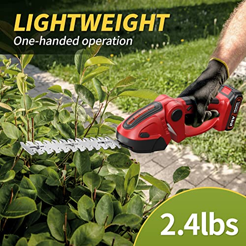 Dragro Cordless Grass Shears, 2 in 1 Electric Mini Hedge Trimmer Cordless, Handheld Grass Hedge Cutter Clippers, Battery Operated Weed Hedge Trimmer with 2Pcs 24V 2.0Ah Batteries and Charger Included