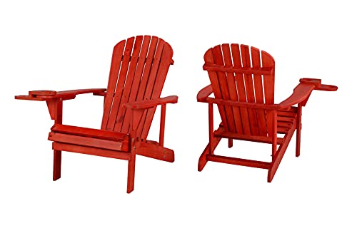 WUnlimited SW2101RDSET2 Set Adirondack Chairs, Red 27.75 x 33 x 33.75