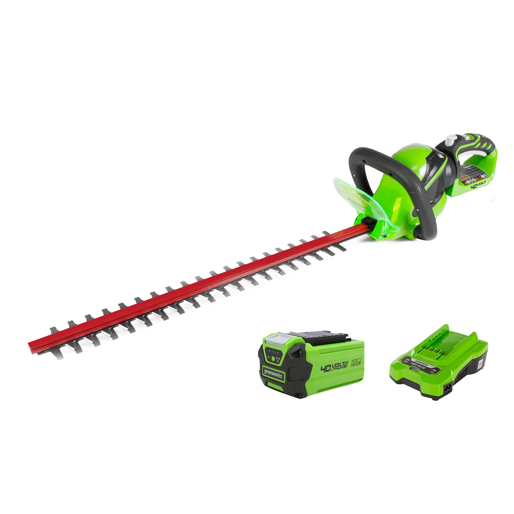 Greenworks 40V 24" Cordless Hedge Trimmer, 2.0Ah Battery and Charger Included