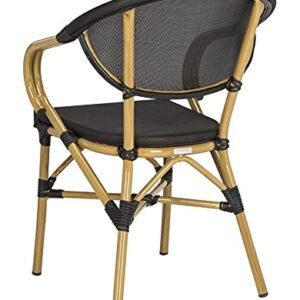 Safavieh PAT4015A-SET2 Outdoor Collection Burke Black Stacking Arm Chair