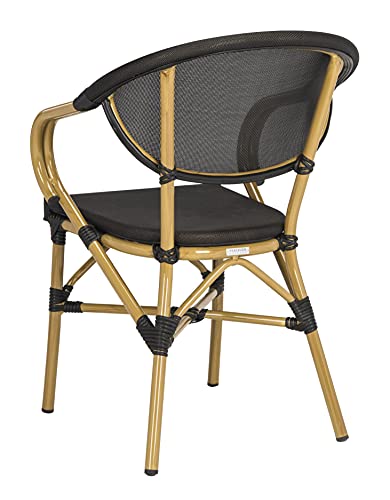 Safavieh PAT4015A-SET2 Outdoor Collection Burke Black Stacking Arm Chair