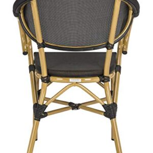 Safavieh PAT4015A-SET2 Outdoor Collection Burke Black Stacking Arm Chair