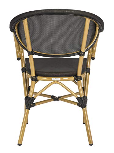 Safavieh PAT4015A-SET2 Outdoor Collection Burke Black Stacking Arm Chair