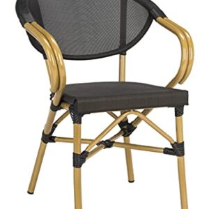 Safavieh PAT4015A-SET2 Outdoor Collection Burke Black Stacking Arm Chair