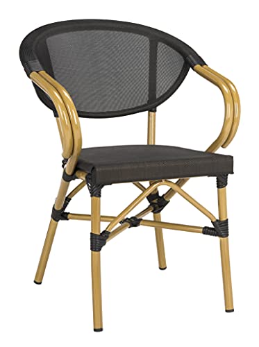 Safavieh PAT4015A-SET2 Outdoor Collection Burke Black Stacking Arm Chair