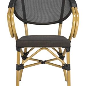 Safavieh PAT4015A-SET2 Outdoor Collection Burke Black Stacking Arm Chair