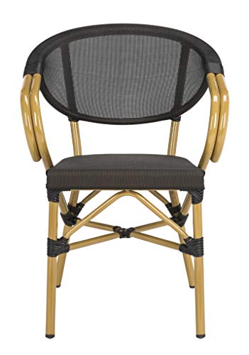 Safavieh PAT4015A-SET2 Outdoor Collection Burke Black Stacking Arm Chair