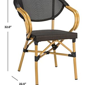 Safavieh PAT4015A-SET2 Outdoor Collection Burke Black Stacking Arm Chair