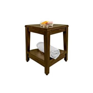 Decoteak Corner Shower Bench Teak Wood Corner Shower Stool with Shelf Extended Height SnazzyCorner Shower Foot Stool for Indoors and Outdoors - 23 inches Tall