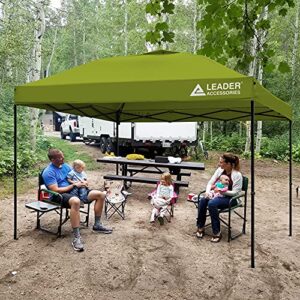 Leader Accessories Green Pop-Up Canopy Tent 10'x10' Canopy Instant Canopy Straight Leg Shelter with Wheeled Carry Bag, with 4pcs Sand Bags