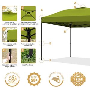 Leader Accessories Green Pop-Up Canopy Tent 10'x10' Canopy Instant Canopy Straight Leg Shelter with Wheeled Carry Bag, with 4pcs Sand Bags