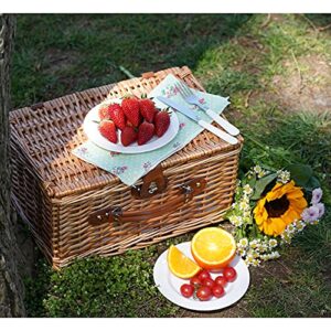 Wicker Picnic Basket for 2, Handmade Willow Hamper Basket Sets 2 Person Picnic Basket with Utensils Cutlery Perfect for Picnic, Camping