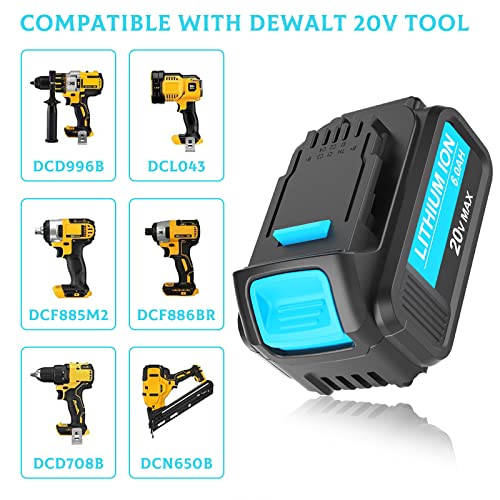 Forrat 2 Pack 6.0Ah 20V Max Battery Replacement for Dewalt 20V Battery DCB206 DCB204 DCB200 DCB180 DCB181 DCD/DCF/DCG Series